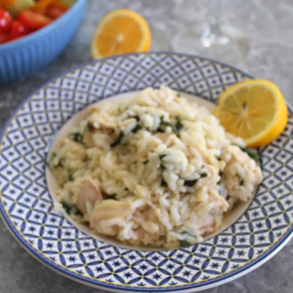Chicken Risotto With Spinach And Lemon - Mediterranean Latin Love Affair