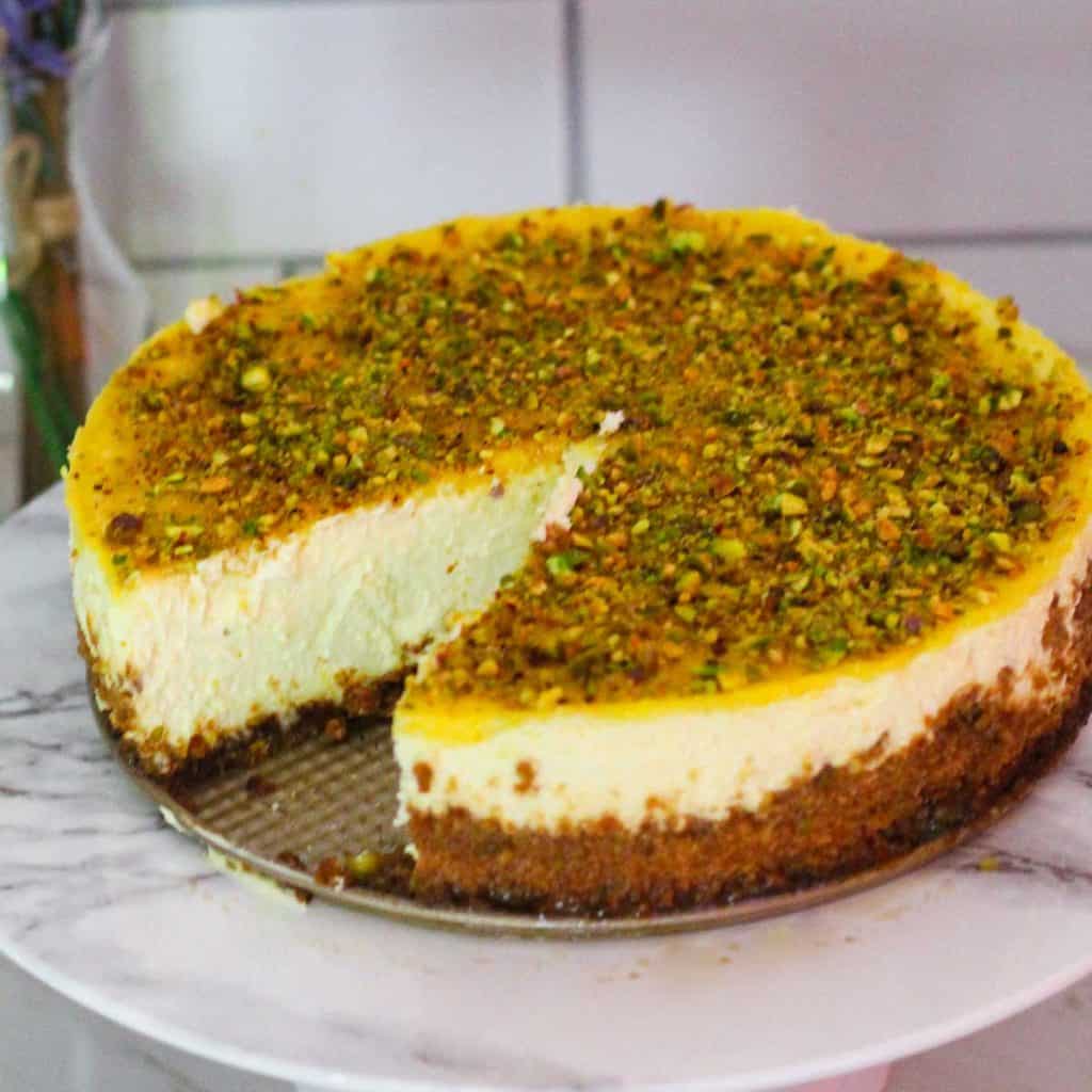 Lemon Cheesecake with Pistachios - Mediterranean Latin Love Affair