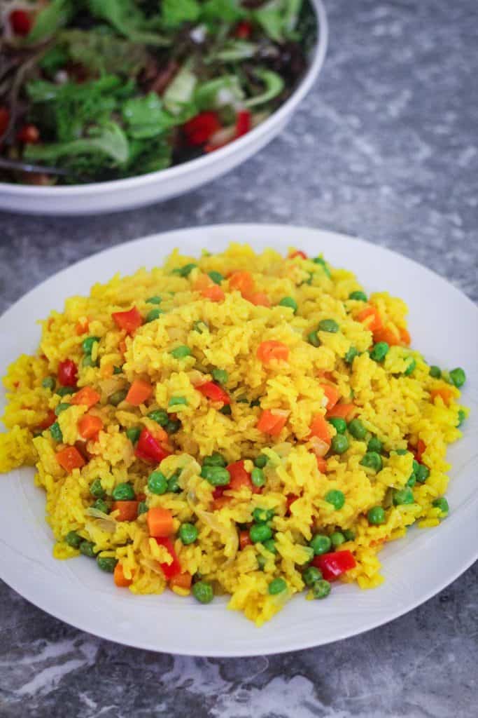 Saffron Rice with Veggies - Mediterranean Latin Love Affair