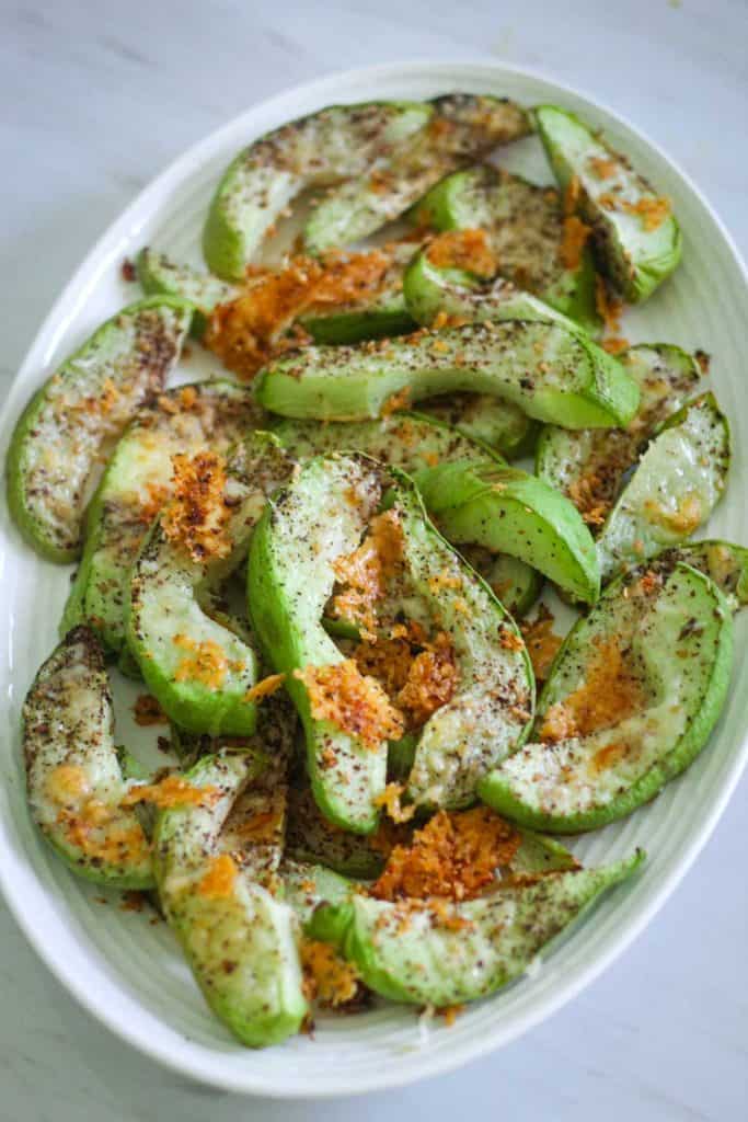 Roasted Chayote Squash with Parmesan - Mediterranean Latin Love Affair