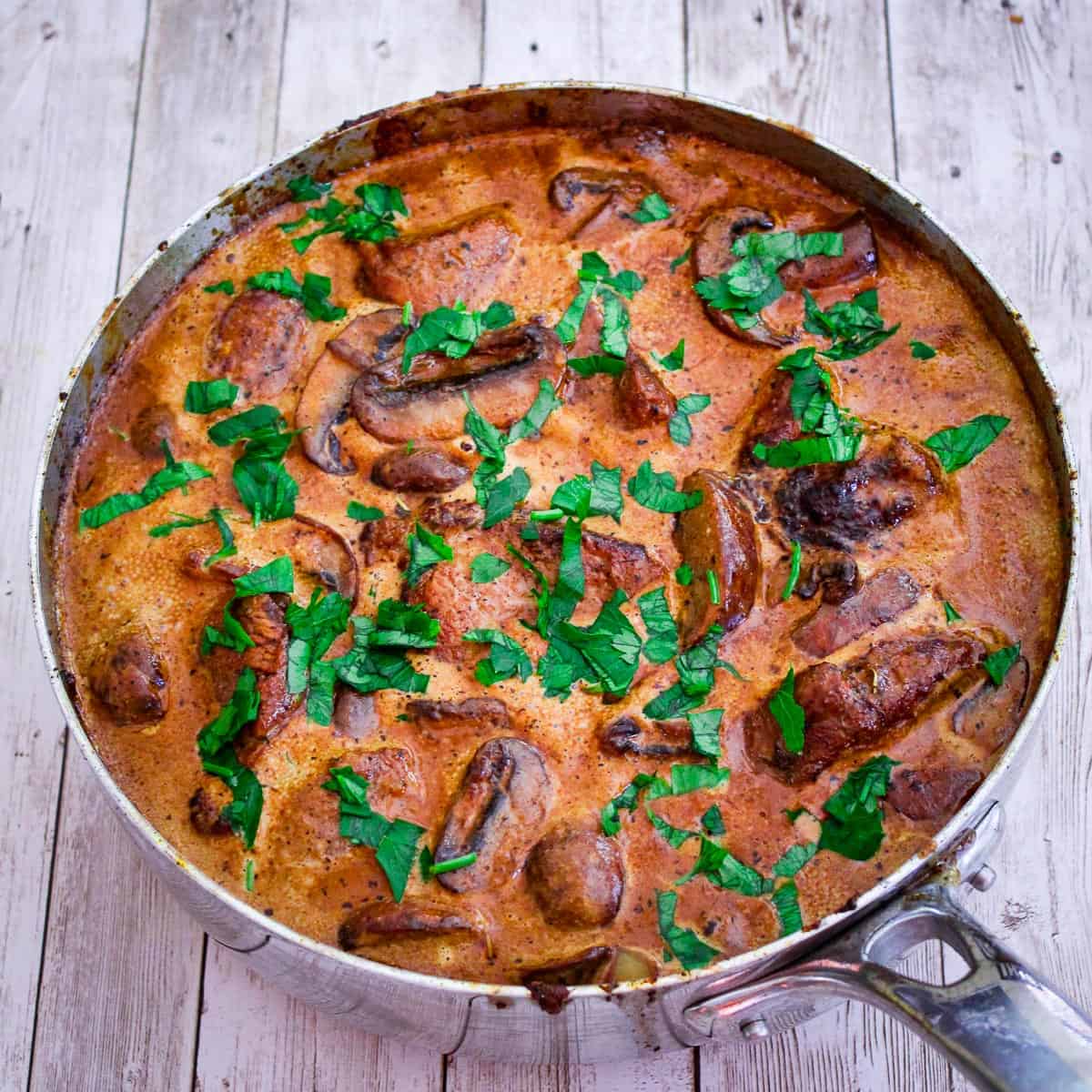 Creamy Pork And Mushrooms - Mediterranean Latin Love Affair