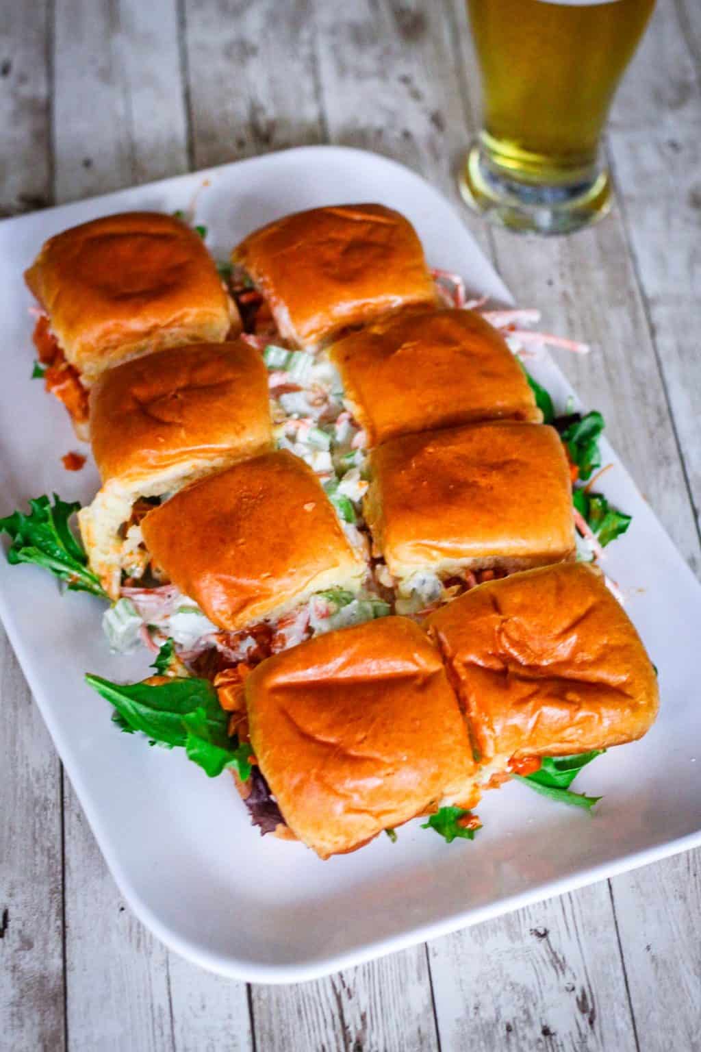 Buffalo Chicken Sliders with Blue Cheese Slaw - Mediterranean Latin ...