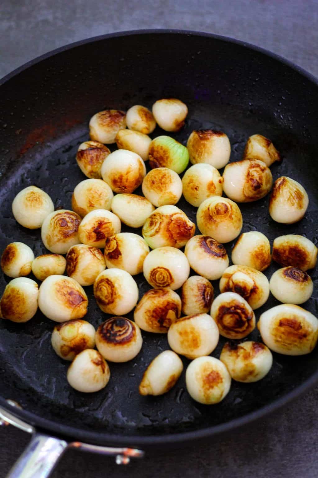Skillet Pearl Onions - Mediterranean Latin Love Affair