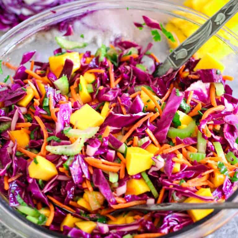 Cabbage Mango Salad - Mediterranean Latin Love Affair