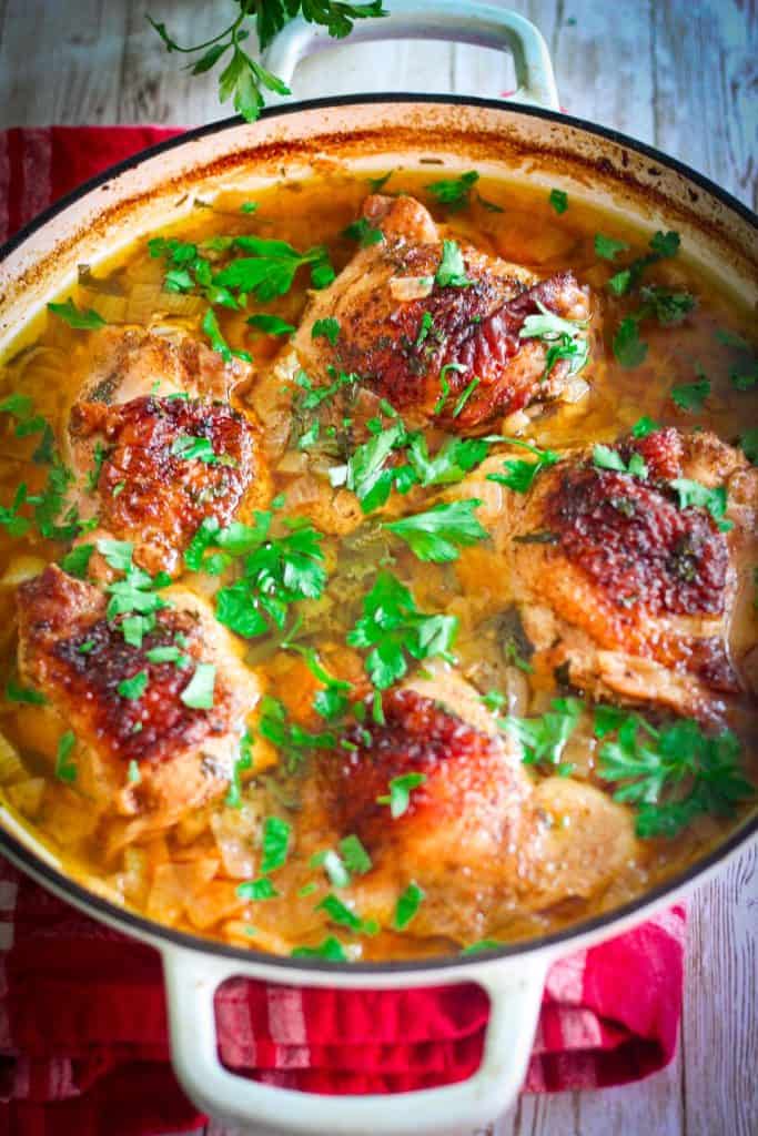 Braised Chicken Thighs - Mediterranean Latin Love Affair