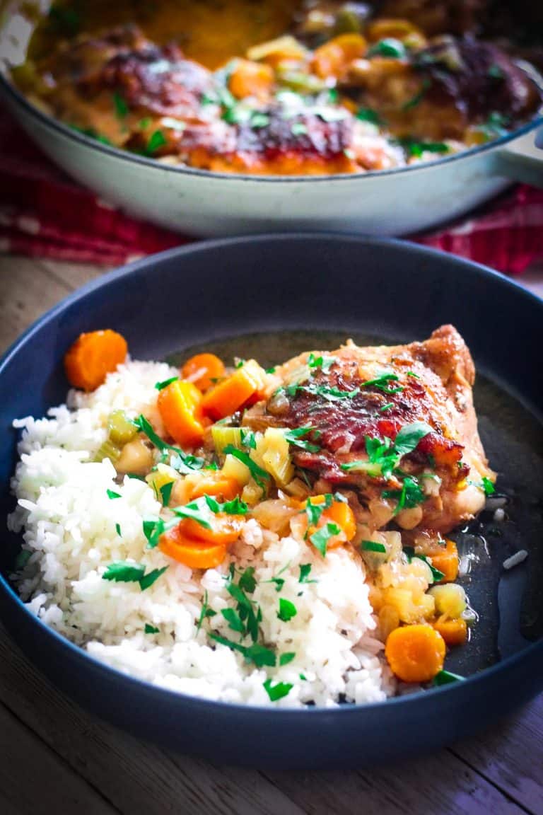 Braised Chicken Thighs - Mediterranean Latin Love Affair