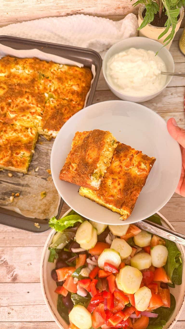 Leeks, Cornmeal Casserole with Feta Cheese (Pispili me Presh) - Mediterranean Latin Love Affair